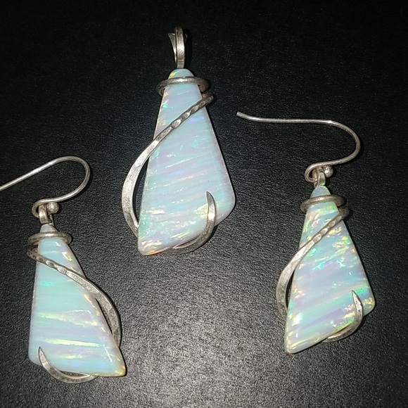 Handmade | Jewelry | Gilson Opal Real Silver Wrapped Set | Poshmark